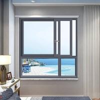 China Customized Black Frame Aluminum Sliding Sash Windows with Stainless Steel Hardware and 50-Year Lifespan for sale