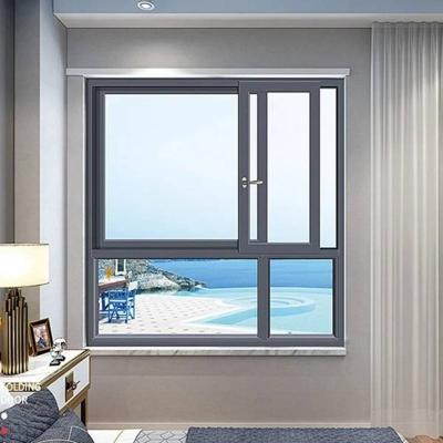 China Customized Black Frame Aluminum Sliding Sash Windows with Stainless Steel Hardware and 50-Year Lifespan for sale
