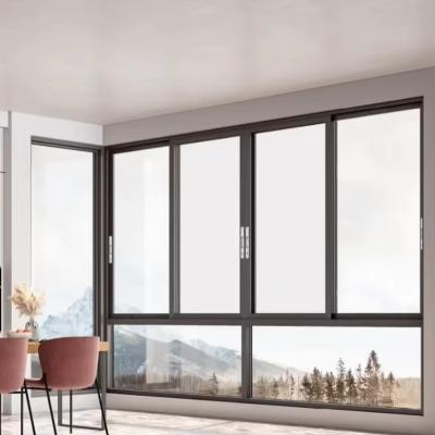 China Thermal Break Wind Resistant Sunscreen Aluminum Sliding Window With Tempered Glass for sale