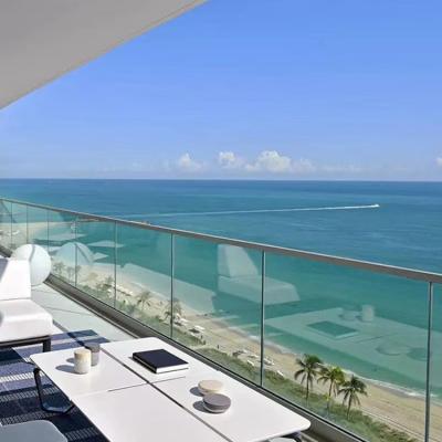 China Anti Hurricane Safety U Channel Glass Railing with Exterior Aluminum and CE Certified Frameless Glass Balustrade for sale
