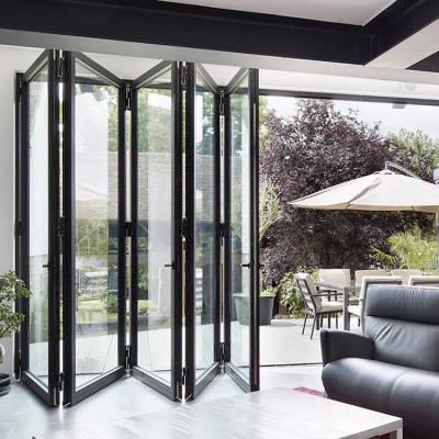 China Aluminium Framed Removable And Sliding Folding Patio Bifold Glass Doors System for sale