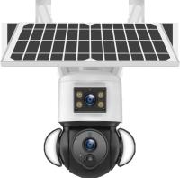 China 6MP CCTV 4G Solar Camera Dual Lens Flash Lights Outdoor PTZ for sale