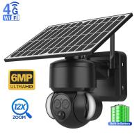 China 6MP 4G Solar Camera 12X Zoom Dual Lens PTZ Camera Auto Tracking Camera Outdoor for sale