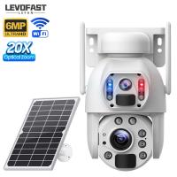 China 4G Floodlight Solar Camera Dual lens 10X optical zoom solar cell PTZ camera Wifi Outdoor 6MP CCTV Camera for sale