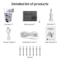 China 4G Floodlight Solar Camera Dual lens 10X optical zoom solar cell PTZ camera Wifi Outdoor 6MP CCTV Camera for sale