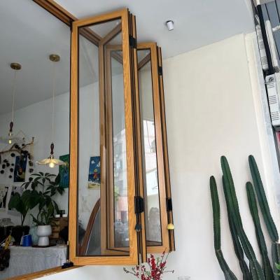 China Modern Aluminum Alloy Bifold Double Tempered Glass Folding Window Door-Thermal Insulation Soundproof Custom Color for Kitchen for sale