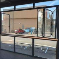 China Modern Folding Double Glass Window Thermal Insulation Windproof Aluminum Alloy Frame Customized Size Kitchen Hotel Exterior Use for sale