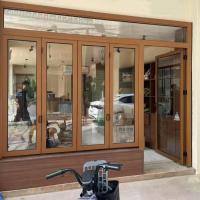 China Modern Exterior Aluminum Alloy Bifold Window Horizontal Folding Double Tempered Glass Outdoor Windows for Hotel Bathroom for sale