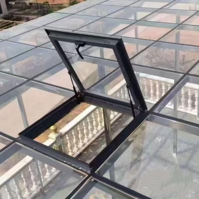China Modern Manual Building Tempered Glass (5mm+20Argon+5mm) Vented Roof Skylight Aluminum Alloy Vertical Opening Heat Insulation for sale