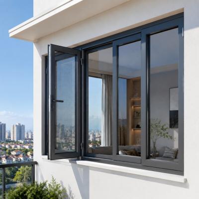 China Custom Modern Low-E Soundproof Sliding Horizontal Casement Picture Windows for Bathroom Bedroom Residential Villa Aluminum Alloy for sale