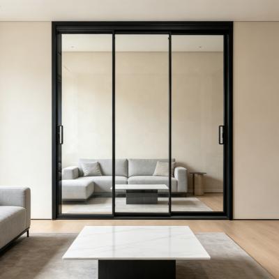 China Luxury Modern Large Glass Panel Sliding Floor-to-Ceiling Windows Sound Insulation Giant Picture Windows for Hotel Kitchen Use for sale