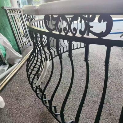 China Wrought Aluminum Modern Customized Black Outdoor Balcony Balustrade Terrace Railing for sale