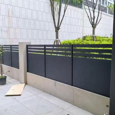China Privacy Anti-corrosion Modern Aluminum Alloy Black Horizontal Fencing Custom Easily Assembled Outdoor Fence Panels for Villa for sale