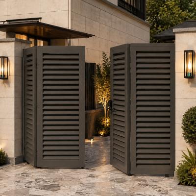 China Louvered Panel Electric Bifold Gate Aluminum Alloy Foldable Gate for Apartment Hotel Entrance Gardens Automatic Folding Gates for sale