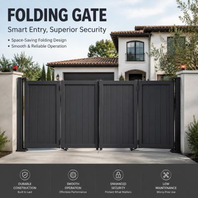 China Customized Outdoor Electric Foldable Gate Aluminum Bifold Gate for Apartment Hotel Residential Entrance Folding Door for Gardens for sale