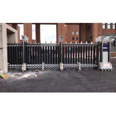 China Industrial Collapsible Driveway Door Aluminum Electric Segmented Retractable Gate Automatic Foldable Trackless Apartment Hotel for sale
