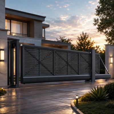 China Electric Trackless Industrial Aluminum Sliding Gates Automatic Foldable Cantilever Remote Control Outdoor Hotel Gym for sale