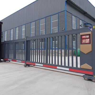 China Heavy Duty Telescopic Sliding Gate Electric Trackless Aluminum Alloy Retractable Automatic Sectioned Outdoor Entry Gym Remote for sale