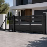 China Heavy Duty Aluminum Cantilever Sliding Gate No Ground Track Automatic Electric Driveway Gate for Villa & Industrial 1.6m Height for sale