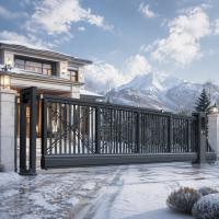 China Heavy Duty Aluminum Cantilever Sliding Gate No Ground Track Automatic Electric Driveway Gate for Villa & Industrial 1.6m Height for sale