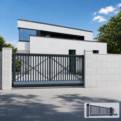 China Heavy Duty Aluminum Electric Security Sliding Gate Automatic Industrial Front Fence Cantilever Design for Courtyards Outdoor Use for sale