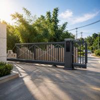 China Heavy Duty Aluminum Electric Security Sliding Gate Automatic Industrial Front Fence Cantilever Design for Courtyards Outdoor Use for sale