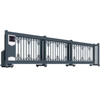 China Automatic Telescopic Self-Supporting Foldable Door Electric Aluminum Alloy Main Trackless Sliding Entry Apartment Hotel Mall for sale