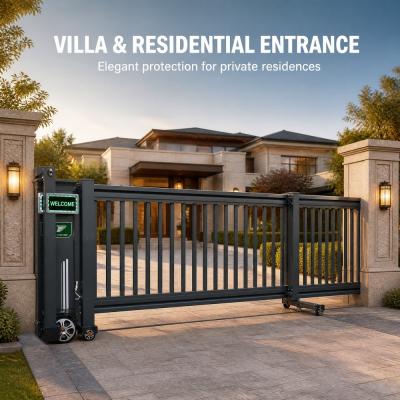 China Outdoor Entrance Wireless Control Section Sliding Door Aluminum Electric Retractable Gate for sale