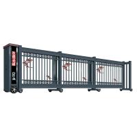China Luxury Powder Coated Steel Driveway Telescopic Gate Motor Modern Automatic Accordion Folding Driveway Gate for sale