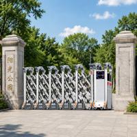 China Automatic Stainless Steel Electric Retractable Fence Gate Folding Door Safety Gate for Entry for Hotels for sale