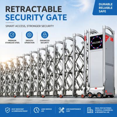 China 201/304 Stainless Steel Electric Retractable Automatic Folding Door Safe Gate Intelligent Remote Control Apartments Outdoor Mall for sale