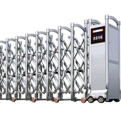 China Stainless Steel Automatic Collapsible Folding Door Retractable Gate Security Retractable Sliding Gate for School Hospital for sale