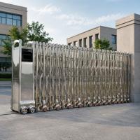 China Stainless Steel Automatic Collapsible Folding Door Retractable Gate Security Retractable Sliding Gate for School Hospital for sale