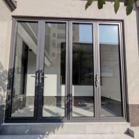 China Customized Modern French Style Tempered Glass Aluminum Folding Door Waterproof Exterior Entry Bifold Door for Courtyard Villa for sale
