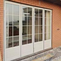 China Customized Modern French Style Tempered Glass Aluminum Folding Door Waterproof Exterior Entry Bifold Door for Courtyard Villa for sale