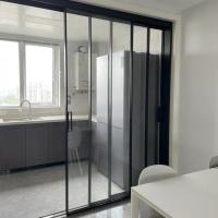 China Modern Aluminum Alloy Trackway Sliding Door Multi-panel Waterproof Tempered Glass Office Building Kitchen Bathroom for sale