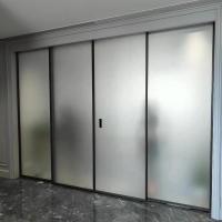 China Modern Aluminum Alloy Trackway Sliding Door Multi-panel Waterproof Tempered Glass Office Building Kitchen Bathroom for sale