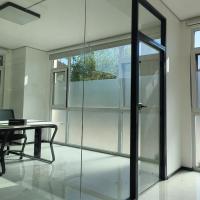 China Modern Aluminum Glass Front Doors Office Aluminum Frame Swing Door Tempered Glass Waterproof Side Opening Hotel Hospital Use for sale