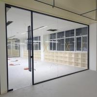 China Modern Aluminum Glass Front Doors Office Aluminum Frame Swing Door Tempered Glass Waterproof Side Opening Hotel Hospital Use for sale