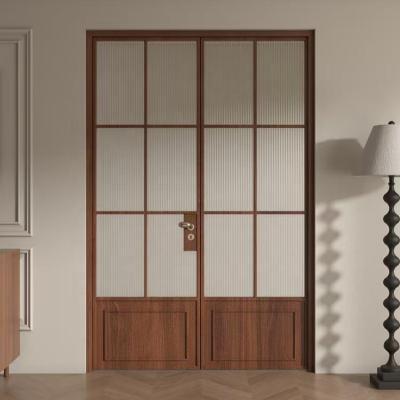 China French Style Aluminum Casement Door Customized Waterproof Windproof Double Swing Tempered Glass Thermal Insulation Doors for sale