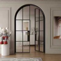 China French Style Aluminum Casement Door Customized Waterproof Windproof Double Swing Tempered Glass Thermal Insulation Doors for sale