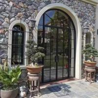China French Style Aluminum Casement Door Customized Waterproof Windproof Double Swing Tempered Glass Thermal Insulation Doors for sale