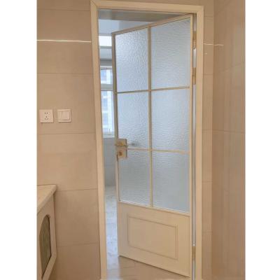 China French Retro Antique Aluminum Alloy Frame Waterproof Frosted Glass Bedroom Door for Hotels Apartments Single Swing Bathroom Use for sale