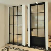 China French Retro Antique Aluminum Alloy Frame Waterproof Frosted Glass Bedroom Door for Hotels Apartments Single Swing Bathroom Use for sale