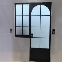 China French Retro Antique Aluminum Alloy Frame Waterproof Frosted Glass Bedroom Door for Hotels Apartments Single Swing Bathroom Use for sale