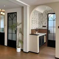 China Modern French Swing Casement Door Aluminum Frame Tempered Glass Water Resistant Customizable Size Color Bedroom Kitchen Bathroom for sale