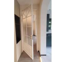 China Modern French Swing Casement Door Aluminum Frame Tempered Glass Water Resistant Customizable Size Color Bedroom Kitchen Bathroom for sale
