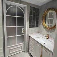 China Modern French Swing Casement Door Aluminum Frame Tempered Glass Water Resistant Customizable Size Color Bedroom Kitchen Bathroom for sale