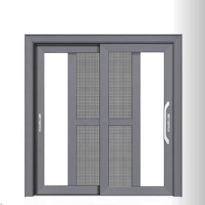 China Factory Supply Modern Aluminum Glass Doors with Mesh Panel for Bedroom House Hotel Villa Courtyard Patio Sliding Door for sale