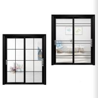 China Factory Supply Modern Aluminum Glass Doors with Mesh Panel for Bedroom House Hotel Villa Courtyard Patio Sliding Door for sale